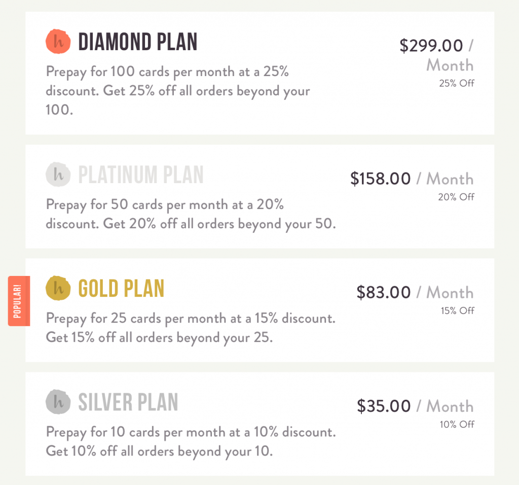 Handwritten Note Subscription Plans - Handwrytten